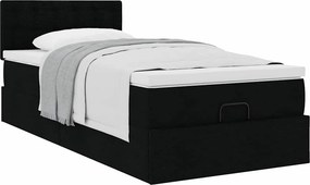 Osmanský postel s matrací černá 90x200 cm textil 3311596