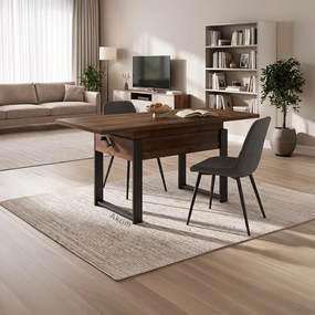 Rozkládací polohovací konferenční stolek HOGO 3v1 | 120-157x62,5-74,5x67 cm | síla horní desky 32 mm | ořech/černé nohy