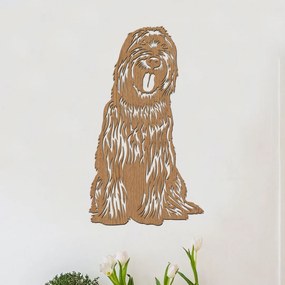 dřevo života Dřevěný obraz psa BRIARD Zvolte rozměr (cm): 23x40, Zvolte barvu dekoru: Horský dub