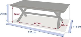 DEOKORK Hliníkový stůl BERGAMO 220/279 cm (efekt dřeva)