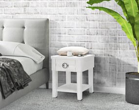 Noční stolek Shine 45 cm bílý
