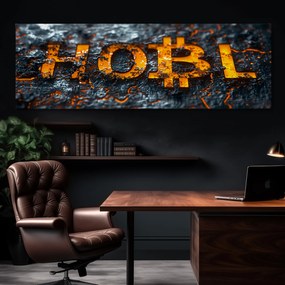Obraz na plátně - Bitcoin HOBL HODL Lava FeelHappy.cz Velikost obrazu: 120 x 40 cm