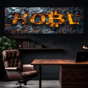 Obraz na plátně - Bitcoin HOBL HODL Lava FeelHappy.cz Velikost obrazu: 90 x 30 cm