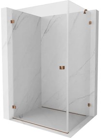 Mexen Lunar-B, výklopný sprchový kout levý 100 x 80 cm, 8mm čiré sklo, profil růžové zlato, 832-100-080-60-00-L