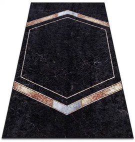 Kusový koberec pratelný MIRO 52025.802 Moderní Geometrický protiskluzový  černý Rozměr: 80x150 cm