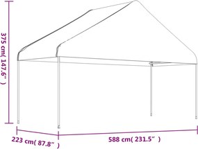 Altán se střechou bílý 15,61 x 5,88 x 3,75 m polyethylen 3155523
