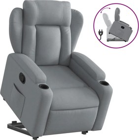 Zvedací polohovací křeslo světle šedé textil 3204482