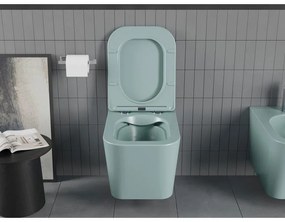 Mexen Teo, závěsné WC Rimless s WC deskou slim, duroplast, zelená matná, 30854048