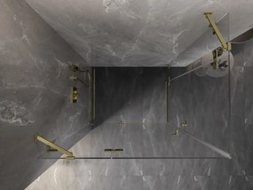 Mexen Lunar Duo, výklopný sprchový kout 75 x 70 cm, 8mm čiré sklo, zlatý matný profil, 834-075L-070P-55-00