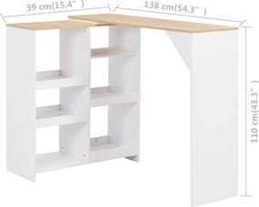 vidaXL Barový stůl s pohyblivým regálem 138 x 39 x 110 cm [280225] Barva: dub