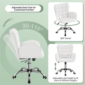 Kancelářská židle Yaheetech – bílá, 65,5 cm (délka) × 64,5 cm (šířka) × 83 cm – 93 cm (výška) (266457291649)