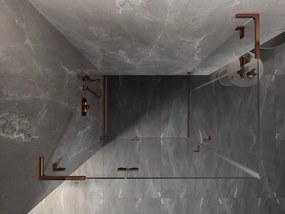 Mexen Lunar, L Duo výklopný sprchový kout 110 x 105 cm, 8mm čiré sklo, profil růžové zlato, 834L-110L-105P-60-00