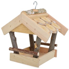 Dřevěné ptačí krmítko pro malé ptáčky s úchytem pro snadné zavěšení - 2. jakost