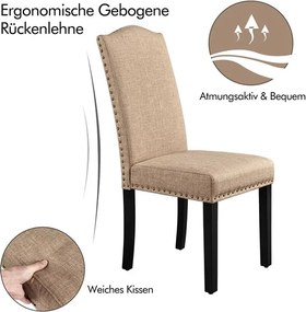 Sada 4 ks – Jídelní židle Yaheetech – khaki (257041730280)