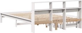 Postel s knihovnou bez matrace bílá 160x200 cm masivní borovice 3309804