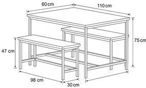 Jídelní set 1+2 TERRA - dekor staré dřevo Barva: Hnědá
