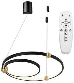 Toolight - Ring, LED závěsné svítidlo Black Ring + dálkové ovládání APP692-30-50, černá, OSW-06095