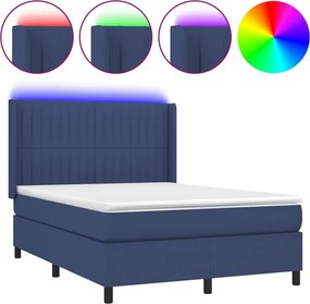 Box spring postel s matrací a LED modrá 140x190 cm textil 3138475