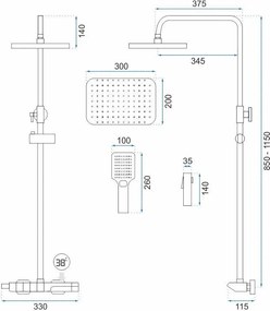 Rea Rob, sprchový set s termostatickou baterií a bidetovou sprškou, ocelová, REA-P6624