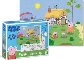 DODO Oboustranné puzzle Prasátko Peppa: Na chalupě / 60 dílků / 32 x 2