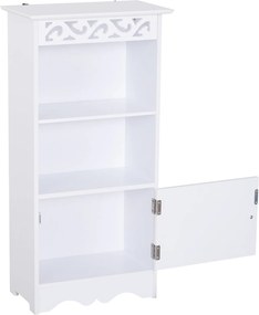 HOMCOM Podlahová skříň a skříň se 2 policemi a dveřmi v bílé MDF pro koupelnu 40Š x 23H x 80V cm