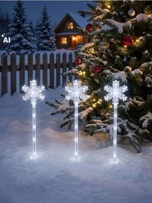 Sinsay - Sada zapichovacích LED zahradních světel s motivem hvězdičky 3 pack - krémová