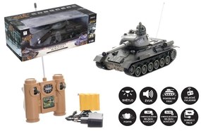 Teddies Tank RC T-34/85 se zvukem a světlem, 33cm, na baterie + dobíjecí pack 27 MHz