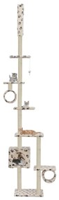 Škrabadlo pro kočky - sisalové sloupky - béžové s potiskem | 260 cm