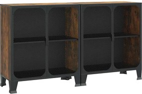 Úložné skříně 2 ks rustikálně hnědé 72 x 36 x 82 cm kov a MDF 3095969