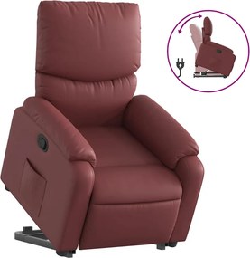Zvedací polohovací křeslo vínové umělá kůže 3204890