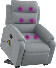 Elektrické zvedací masážní polohovací křeslo světle šedé textil 3205016