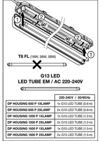 Zářivka LEDVANCE Damp Proof 600mm IP65 G13 pro LED trubici T8