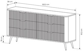 LANTE č | komoda B 163 6s | 163,2 cm | černá