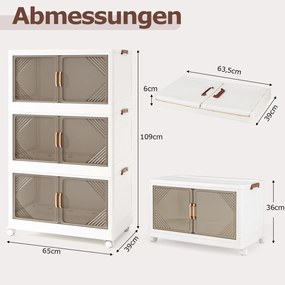 Costway 213 L Úložné boxy s víkem Stohovatelné skladovací kontejnery s kolečky