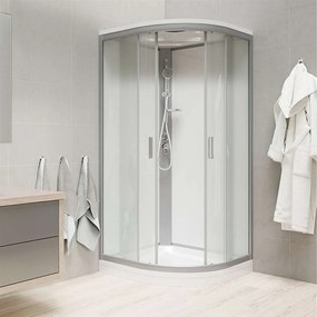 Mereo - Sprchový box 80x80 cm, se stříškou, satin/bílá/sklo Point CK35172KMSW