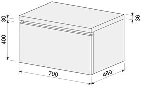 Intedoor OPERA skříňka pod umyvadlo na desku 70 cm OP2 70 1Z/Z OP2 70 1Z/Z