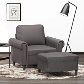 Křeslo s podnožkou šedé 60 cm umělá kůže 3201202