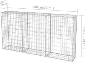 vidaXL Gabionový koš pozinkovaná ocel 200 x 30 x 100 cm   [142548]