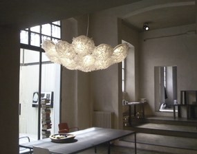 Slamp Veli 7 Opal, rozměrné závěsné svítidlo z bilého Opalflexu, 9x12W E27, prům. 130cm