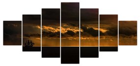 Obraz plachetnice v západu slunce (210x100 cm)