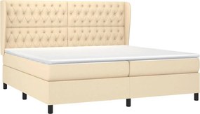 Box spring postel s matrací krémová 200x200 cm textil 3128234