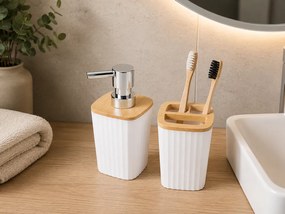 Verk Group Koupelnová sada: kartáč na toaletu, dávkovač, bambusový košík – 6 kusů