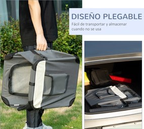 Skládací dopravka pro psy PawHut 60x41x41 cm s okny, měkkým polštářem a 2 ramenními popruhy, taška pro mini psy a kočky, šedá