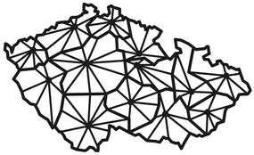 Dřevěná polygonální Mapa ČR na zeď od 2opice.cz Materiál: ČERNÝ EBEN, Velikost (mm): 1300 x 785