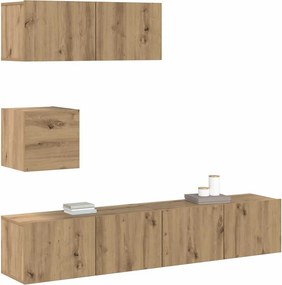 Sada 4 kusů nástěnné TV skříňka dub artisan kompozitní dřevo 3329220