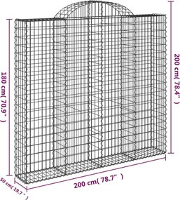 Klenuté gabionové koše 2 ks 200x50x180/200cm pozinkované železo 3146404