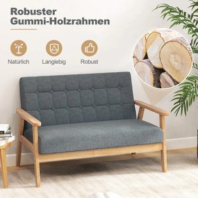 Costway 2 Sedačka čalouněná pohovka s pryžovým rámem a klasickým designem