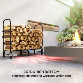 Stojan na palivové dřevo Outsunny 120x36x99 cm Stojan na palivové dřevo s taškou z plátna 600D Oxford vodoodpudivý potah na zahradní terasu kovový če…