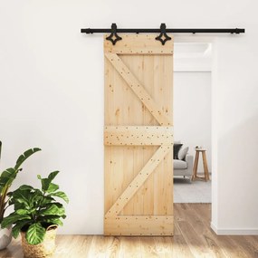 Posuvné dveře s kováním 70 x 210 cm masivní borové dřevo,  3203122