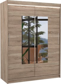 ADRK Furniture Posuvná skříň se zrcadlem a LED osvětlením DORRIGO 150 ADRK-SW-DOR-T-150+L